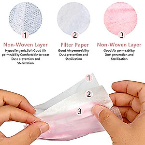 Wecolor 100 Pcs Disposable 3 Ply Earloop Face Masks, Suitable for Home, School, Office and Outdoors (Pink)