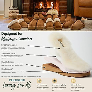 Dearfoams Women's Fireside Sydney Shearling Fur Indoor/Outdoor Scuff Slipper with Wide Widths, Sand, 7