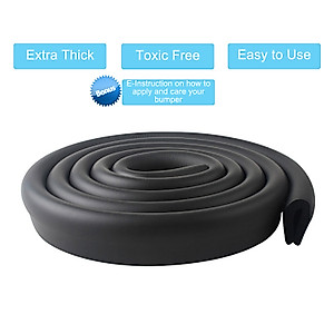 Elf Star U Shape Glass Table Edge Protectors Premium High Density Foam Baby Safety Bumper Guard 2 Meters (6.5 FT) Black