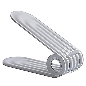 Shoe Slots Organizer, 2-Pack Adjustable Shoe Stacker, Double Layer Stack Shoe Holder Space Saver, White Shoe Stacker for Closet Organization