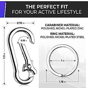 Keychain Clip Carabiner - Zinc Keychain with Key Carabiner to Keep Your Keys Right Where You Need Them - Multipurpose Secure Keyring