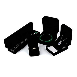 BroKet Jewelry Storage Box Display Storage Case Velvet Presentation Jewelry Ring Necklace Bracelet Storage Display Box Case Gift Black Necklace Box#