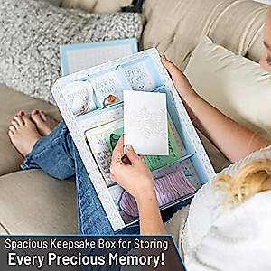 Little Growers Baby Memory Book WITH Keepsake Box, Baby Milestone Stickers AND Baby Footprint Kit - First 5 Years New Baby Scrapbook AND Photo Album, 5 Baby Shower Gifts in 1, for Newborn Boy