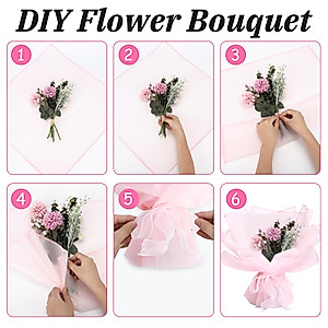 Rumvan Flower Wrapping Paper, 20 Sheets, Waterproof, Floral Bouquet Design, for Wedding, Birthday Gift, DIY Florist Supplies (Pink colour)