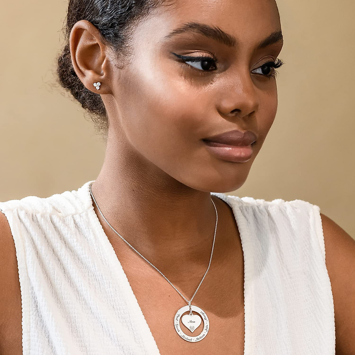 Engraved Grandmother Necklace in Sterling Silver - Personalized Grandma Pendant - Jewelry for Moms