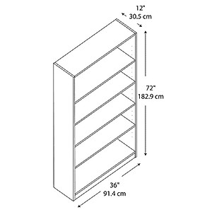 Bush Furniture Universal 5 Shelf Bookcase in Pure White (WL12417-03)