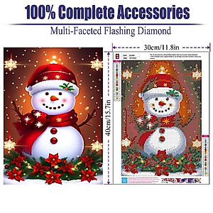 LWZAYS Christmas Diamond Painting Kits, Snowman Diamond Art Kits for Adults, 5d Diamond Painting Kits for Adults,Gem Art with Diamond Painting for Home Wall Decor 12 x 16inch