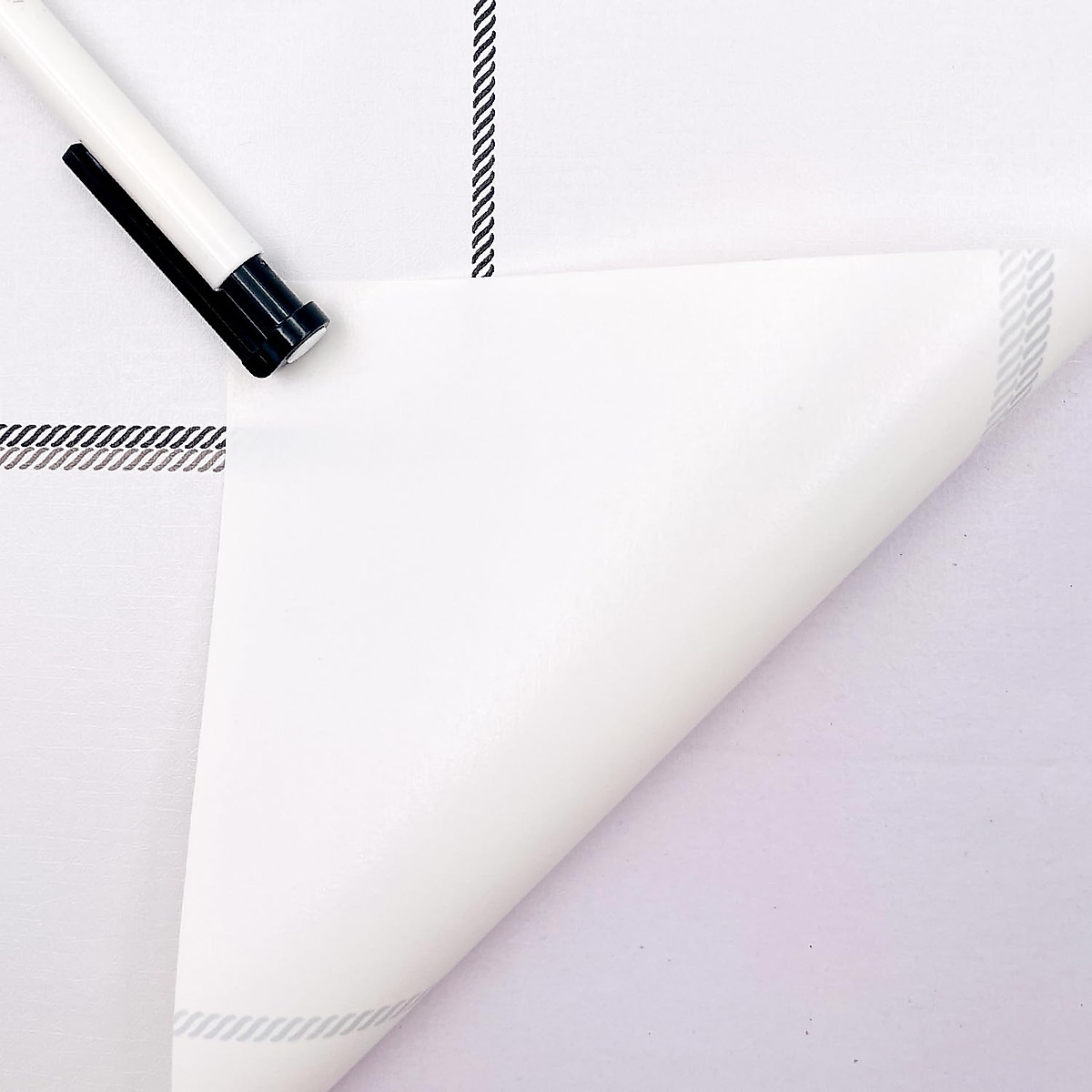 SimpleLife4U Black Striped Furniture Paper Peel & Stick White Grid Shelf Drawer Liner Cover Furnitures 17.8 Inch by 9.8 Feet