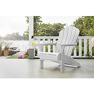 Outdoor Patio Garden Deck Furniture Resin Adirondack Chair with Built-in Cup Holder (White)