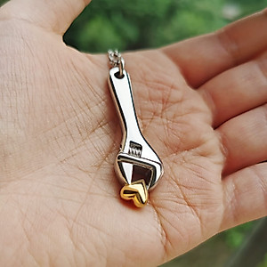 LuxglitterLin Tool Wrench Cremation Jewelry Spanner Urn Necklace for Ashes Holder Stainless Steel Urn Locket Memorial Keepsake Jewelry for Daughter (UR-23_Wrenches_Daughter)