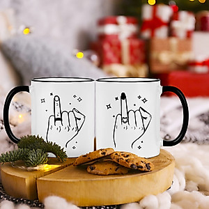 Maustic Wedding Gifts, Engagement Gifts for Couples Bride and Groom, Ring Finger Mug, Bridal Shower Gifts, Newlywed Anniversary Presents for Couples, Just Married Gifts, Mr and Mrs Gifts, Mug Set of 2