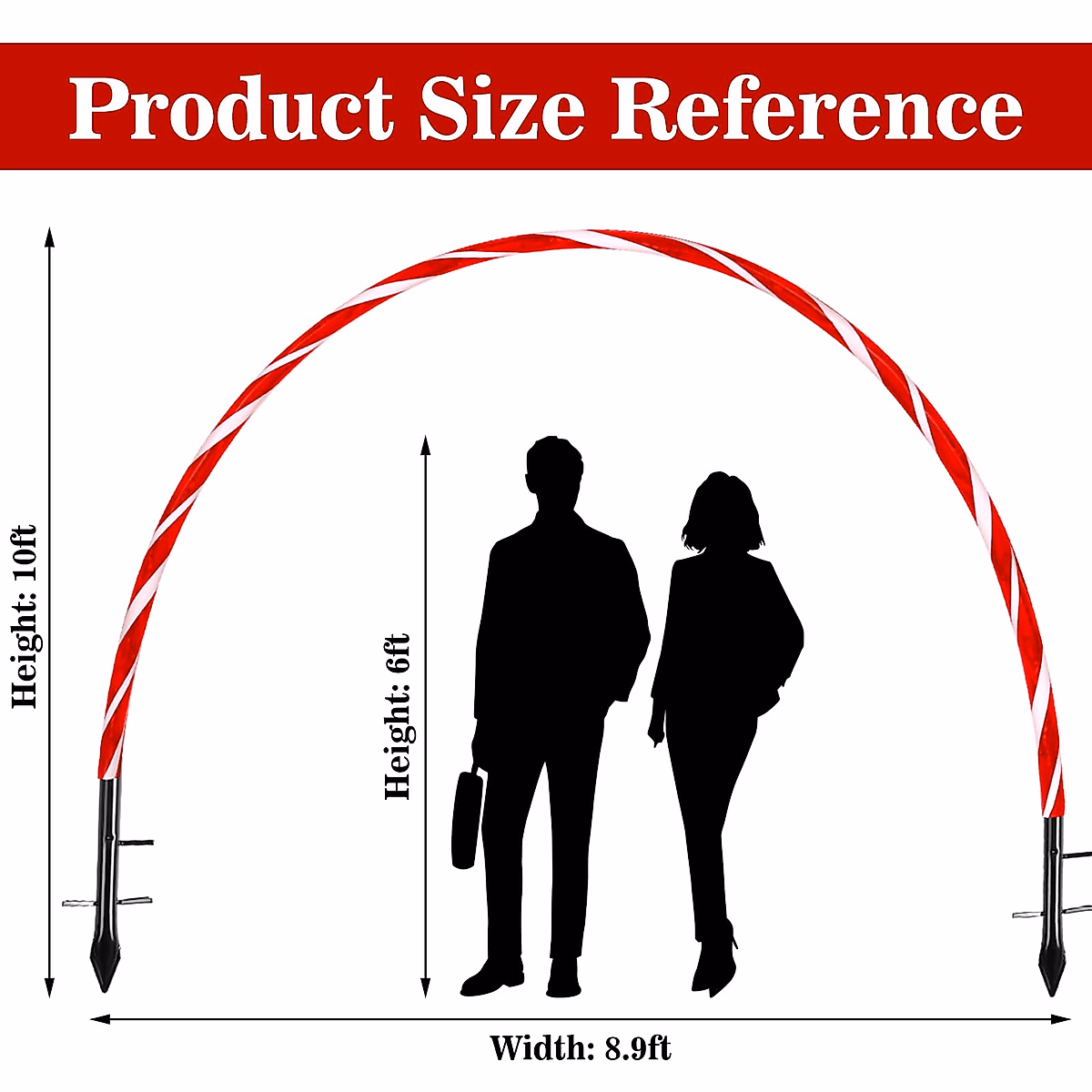 VIHOSE 10ft Christmas Candy Light Arch LED Christmas Outdoor Arches Decor with Flasher Modes Xmas Candy Cane Pathway Markers Lights for Holiday Wedding Yard Lawn Decor(3,Red White)