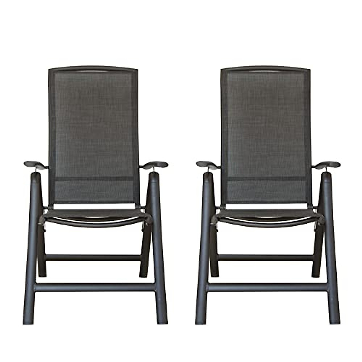 Domi Folding Patio Chairs Set of 2, Aluminium Frame Reclining Sling Lawn Chairs with Adjustable High Backrest, Patio Dining Chairs for Outdoor, Camping,Porch,Balcony(Textilene Fabric)