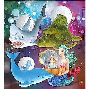 CoTa Global Shark, Dolphin, Sea Turtle, Mermaid Snow Globe Set of 4 – Ocean Water Globe Figurines, Collectible Novelty Ornament for Home Decor, Gift for Birthdays, Christmas and Valentine – 45mm