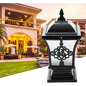 Exterior Lamp Post Lighting Fixtures Waterproof Post Light Post Cap Lamp Patio Garden Decoration Black Antique Outdoor Column Light Die-cast Aluminum Waterproof Front Doorpost Headlight, LED Outdoor W