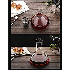 Smaier Wine Decanter Built-in Aerator Pourer（750ml）, Wine Carafe Red Wine Decanter,100% Lead-free Crystal Glass, Wine Hand-held Aerator, Wine Gift, Wine Accessories
