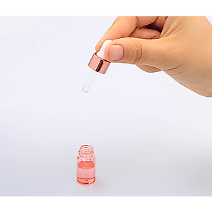 30 Pack Set, Pink Glass Dropper Bottles Essential Oils Dropper Bottles Mini Sample Bottles DIY Perfume Cosmetic Containers Glass Vials With Glass Eye Dropper (3ml)