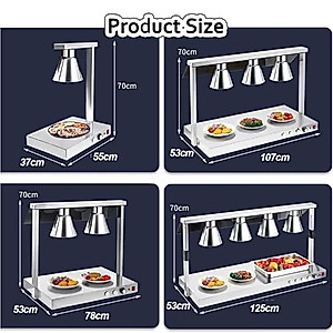 MTTXY Food Heat Lamp - Adjustable Temperature Food Warmer, Commercial Countertop Food Warming Light, Stainless Steel Warming Light Dump Station,3heads