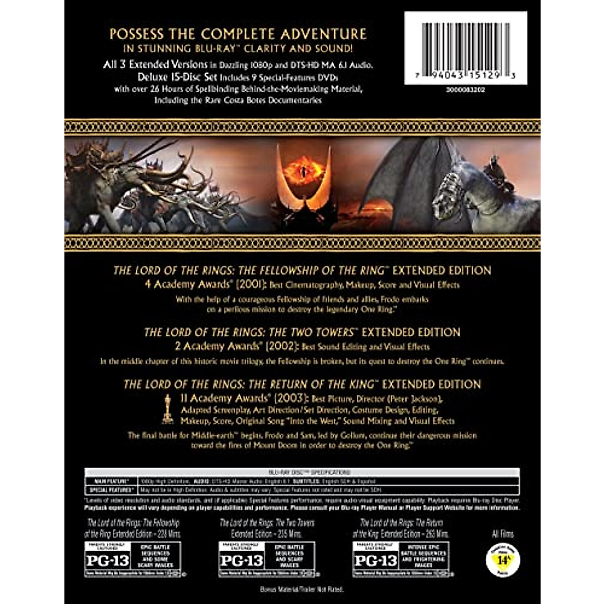 The Lord of the Rings: The Motion Picture Trilogy (Extended Edition Blu-ray)