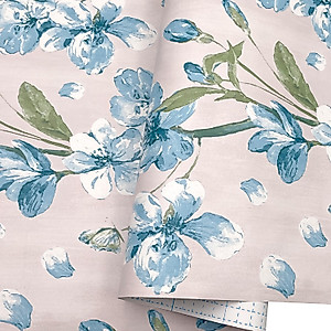 Yifasy Shelf Liner Blue Orchid Self-Adhesive Drawer Paper Furniture Sticker Decorative Flowers 118x17.7 Inch