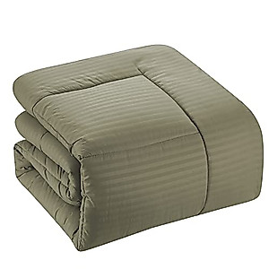 Queen Comforter Set 8 Piece Bed in a Bag with Bed Skirt, Fitted Sheet, Flat Sheet, 2 Pillowcases, 2 Pillow Shams, Queen, Dobby Sage