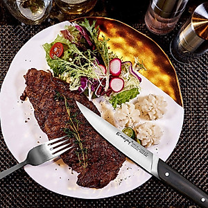 Emojoy Steak Knife Set, 6pcs Steak Knives Set, High Carbon German Stainless Steel, Non-serrated, Dinner Knifes with Gift Box