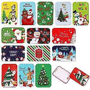 Moretoes 14 Pieces Christmas Gift Card Tin Boxes Colorful Gift Card Holders with Lids 4.9x3.3x0.7 Inch for Party Favors and Card Include Greeting Card for Easy Organized Gift Giving