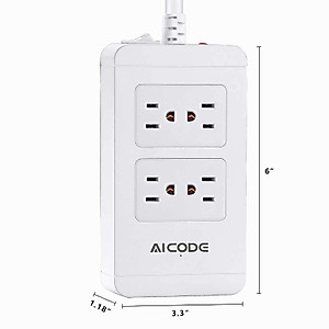 Surge Protector Power Strip with USB,4 Spaced Outlets Extension Board &4 Ports USB Charger(2.4Ax4), 6 ft Long Extension Cord, 1700J, 2500W, 100-240V, White for Home/Office/School by AICODE