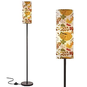 RZNTJHUINA Modern Standing Lamps Autumn Orange Beige Yellow Pumpkins Forest Leaves red Minimalist Floor Lamp Metal Pole Lamp with Linen Lampshade for Bedroom Living Room Office Nursery Reading
