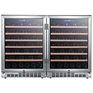EdgeStar CWR532SZDUAL 47 Inch Wide 106 Bottle Built-In Side-by-Side Wine Cooler with LED Lighting