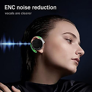 ESSONIO Bluetooth Headset Open Ear Headphones ENC Noise Reduction Headset Headset for Running Exercise Headset earplugs for Mobile Phones IPX5 Waterproof Band Microphone for Sports