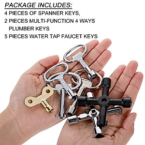 Mudder 11 Pcs Multi Functional Utility Key Kit Plumbers Key 4 Ways Utility Key Triangle Cabinet Spanner Key Socket Keys for Radiators Gas Electric Meter Boxes Faucet and Lock