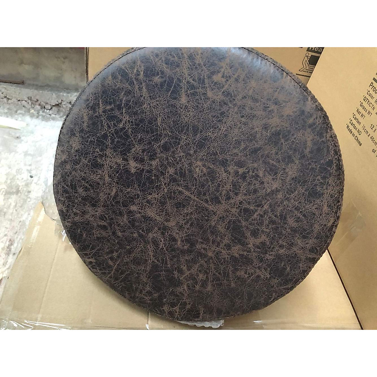 Set of 2 Industrial Bar Stool,Kitchen Stool-Adjustable Swivel Vintage Pu Leather Bar Stool-Rustic Bar Stool with Cushion Seat-Metal Iron Pipe Stool-Extra Tall Pub Height 25.39-31.29 Inch,Fully Welded