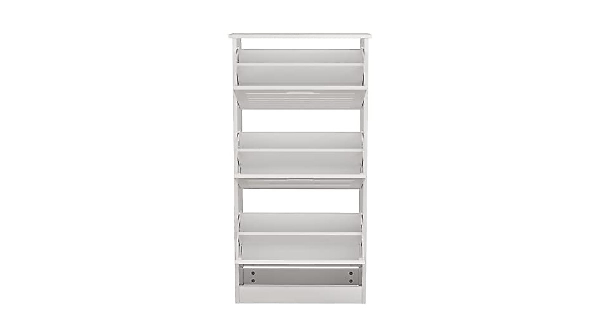 Stylish 3 Flip Drawers Shoe Cabinet - Modern White Shoe Storage
