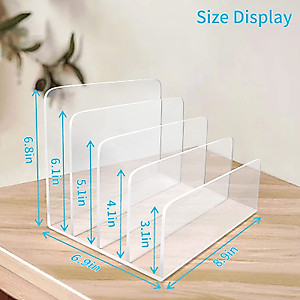 Carooyac Clear Acrylic File Organizer, 4 Sections Acrylic File Holder Sorter, Office Desk Organizer for File Folder Mail Letter Book Electronics Makeup Eye Shadow Palette