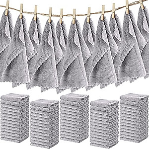 Newwiee 100 Pcs Microfiber Towels Absorbent Washcloths Bulk 12 x 12 Inch Soft Quick Drying Face Towels Bath Cloths Coral Velvet Bathroom Wash Clothes for Bath Spa Facial Fingertip Towel (Grey)