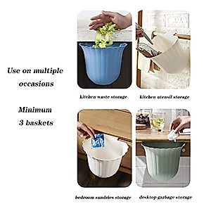 SUNNYHILL Plastic Hanging Trash Can Wall Mounted Food Waste Bin for Kitchen Garbage Hanging Kitchen Waste Basket (Blue)