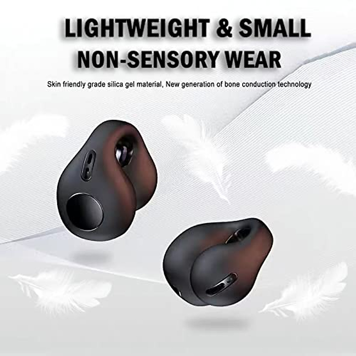 Open Ear Earbuds Wireless Clip Ear Bone Conduction Headphones Bluetooth for Android iPhone, Clip-on Sport Wireless Earbuds with Earhooks Up to 24 Hours Playtime Waterproof Outer Ear Headphones