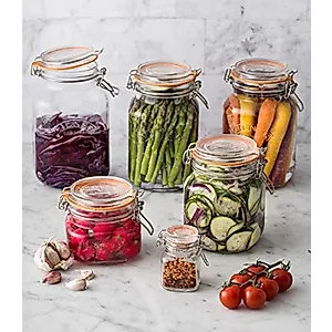 Kilner Square Clip Top Jar, Durable Glass Container with Airtight Seal for Home-canning, Preserving, and Storing, 17-Fluid Ounces