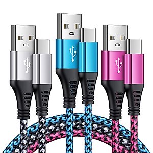 Samsung Type C Charger Cable 3Pack Nylon Braided USB A to USB C Cable 6FT Android Phone Cord for Samsung Galaxy S25 S24 FE A15 A55 S24 A35 A14 5G A13 A23 A33 A54 A53 S24 Ultra S23 Ultra, iPhone 16 15