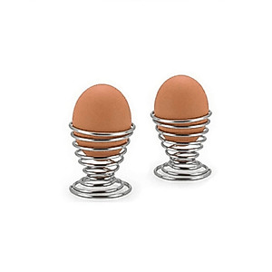 Honbay 4PCS Stainless Steel Spring Wire Tray Egg Cups Holder Serving Cup Egg Tray for Egg (silver)