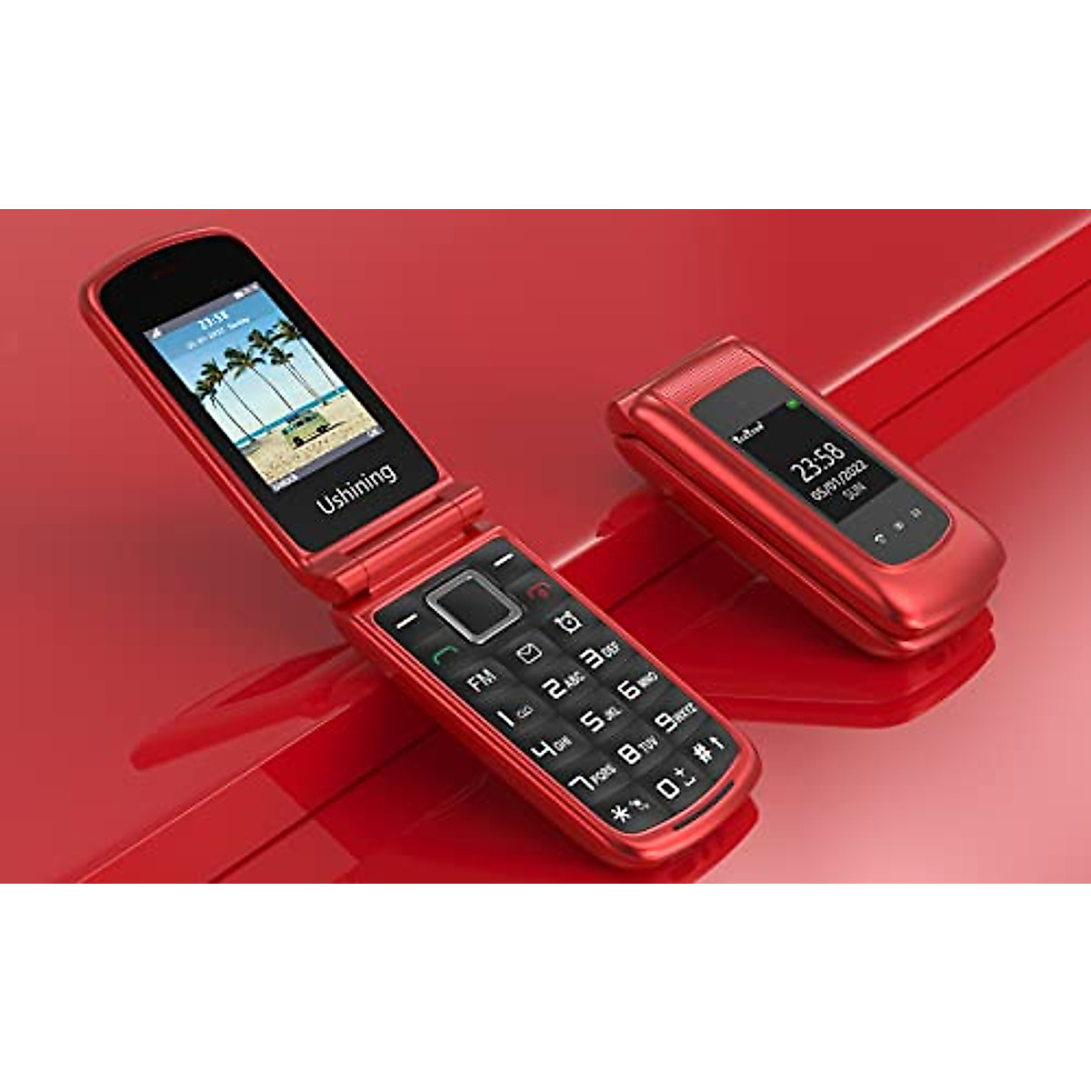 4G LTE Seniors Cell Phone Dual Standby Unlocked Senior Flip Phone SOS Big Button Senior Basic Phone for Elderly 2.4 Inch Screen Unlocked Feature Cell Phone with Charging Dock (Red)