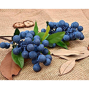 DS. DISTINCTIVE STYLE Artificial Blueberries 4 Pieces Lifelike Faux Fruit Berries Fake Flowers for Decoration (Blue)