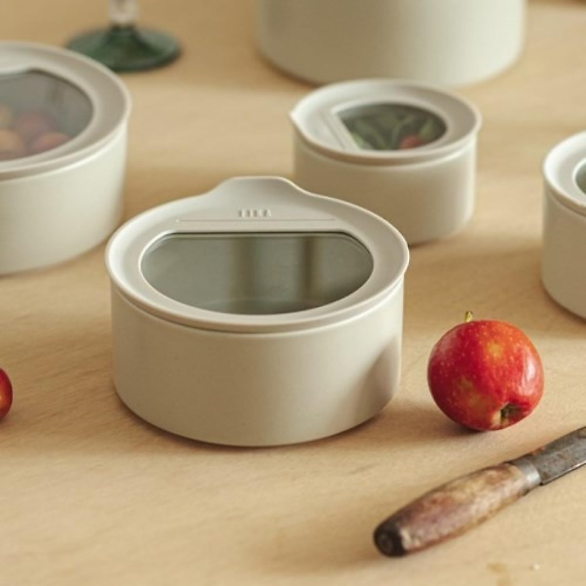 Neoflam FIKA One 16-Pieces Kitchen Reusable Porcelain Ceramic Food Container with Glass Lid, Microwave, Oven, Dishwasher Safe Fridge Storage for Leftover, Meal Prep Organization (Cream White)