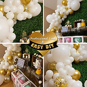 ALL-IN-1 White and Gold Balloons Garland & Arch Kit – Small and Large Gold and White Balloons – Party Decorations for Wedding, Birthday, Bridal Shower, Baby Shower, Graduation, Confetti