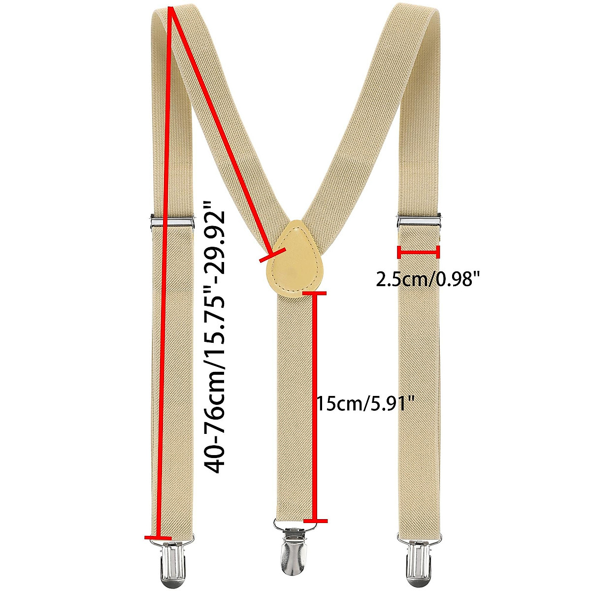 Allegra K Women's Suspenders Metal Clips Adjustable Elastic Band Y Shaped Suspender One Size Khaki Color