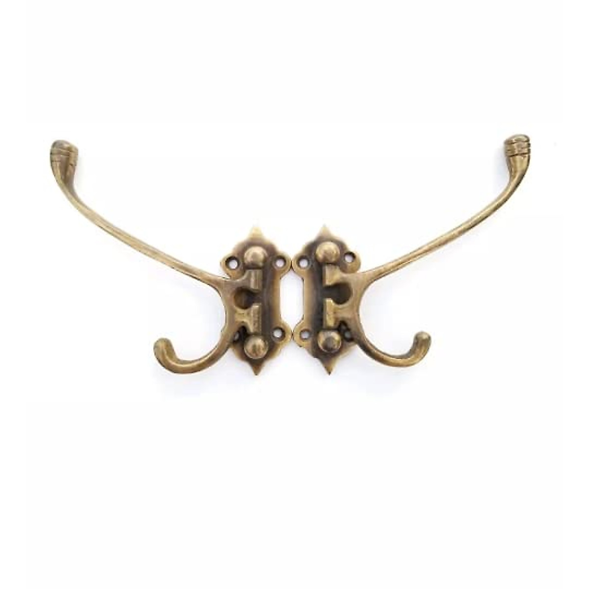 4 Old Style Solid Brass Double Wall Mount 180 Degree Swivel Coat Hat Towel Hooks #C24