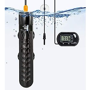 BOEESPAT Aquarium Heater 300W Fish Tank Heater with Anti Scald Protector and Aquarium Thermometer, Fully Submersible Fish Heater for Marine Saltwater and Freshwater (40 to 60 gallons)