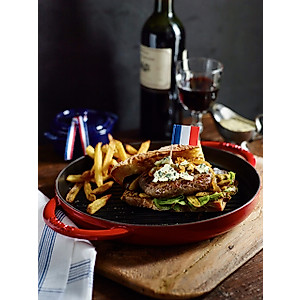 STAUB Cast Iron Pure Grill, 10-inch, Cherry, Made in France