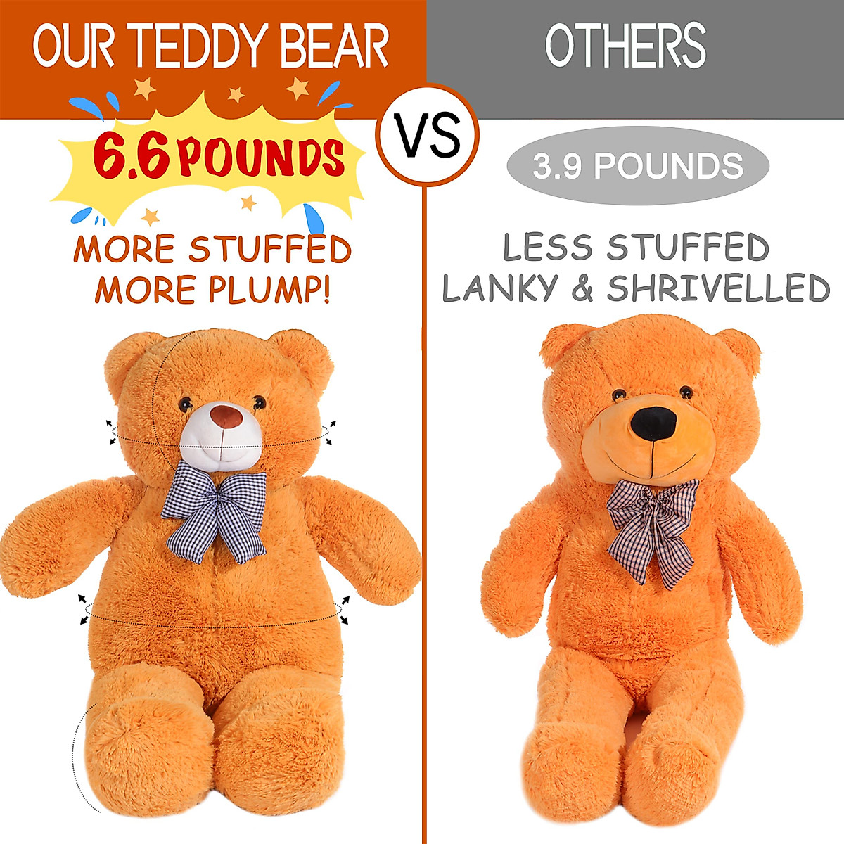 IKASA Giant Teddy Bear Plush Toy Stuffed Animals (Brown, 47 inches)